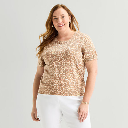 Click here for Liz Claiborne Plus Womens Short Sleeve Animal Pull... prices