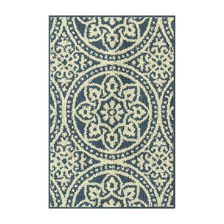 Click here for Maples Circle Medallion Blue Indoor Rectangular Ac... prices