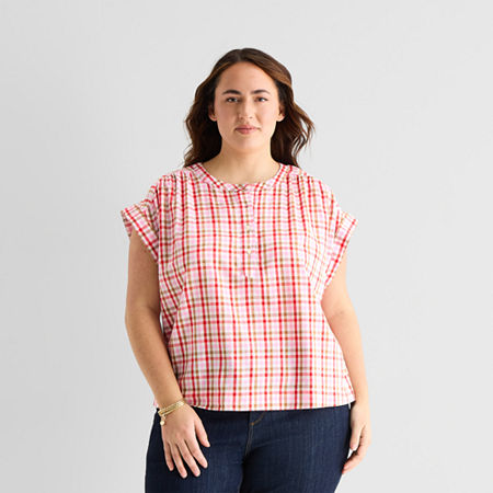 Click here for St. Johns Bay Womens Plus Round Neck Short Sleeve... prices