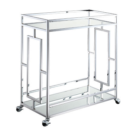 Convenience Concepts 29.25 Mirror Town Square 2 Tier Bar Cart - Glass  Mirror  Chrome