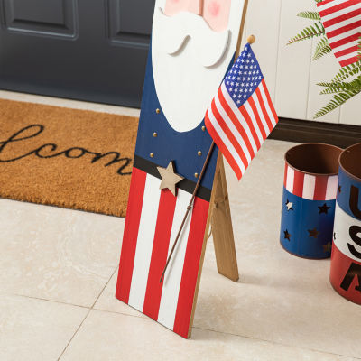 Glitzhome Wooden Uncle Sam Christmas Porch Sign, Color: Blue - JCPenney