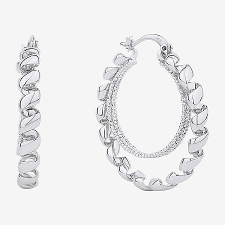 Click here for Silver Reflections Double Womens 38mm Hoop Earring... prices