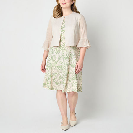 Click here for Plus Size Perceptions Short Sleeve Tie Jacket with... prices