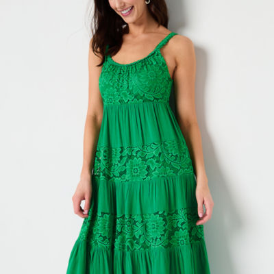 Isabel & Nina Womens Sleeveless Maxi Dress Petite, Color: Kelly Gree ...