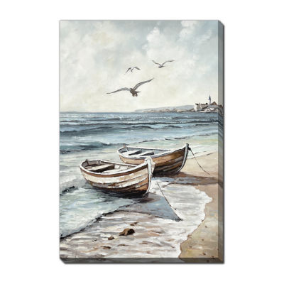 Streamline Art Drifted Boats Canvas Art, Color: Blue - JCPenney
