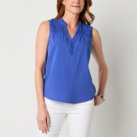 Click here for St. Johns Bay Womens Split Crew Neck Sleeveless Bl... prices