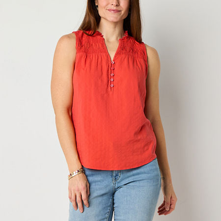Click here for St. Johns Bay Womens Split Crew Neck Sleeveless Bl... prices