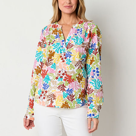 Click here for St. Johns Bay Womens Long Sleeve Blouse  Petite Xx... prices