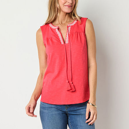 Click here for St. Johns Bay Womens V Neck Sleeveless Blouse  Sma... prices