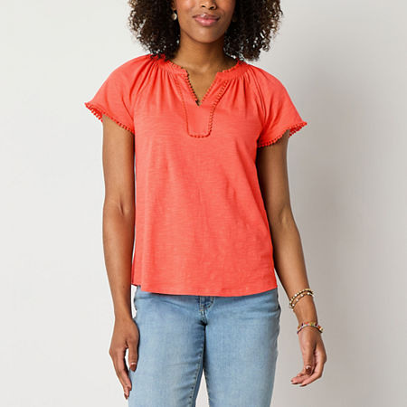 Click here for St. Johns Bay Womens Split Crew Neck Short Sleeve... prices