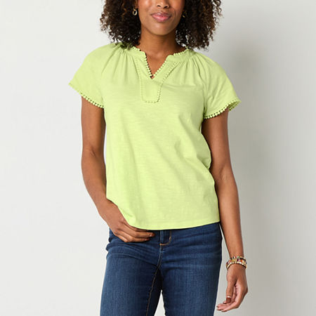 Click here for St. Johns Bay Womens Split Crew Neck Short Sleeve... prices
