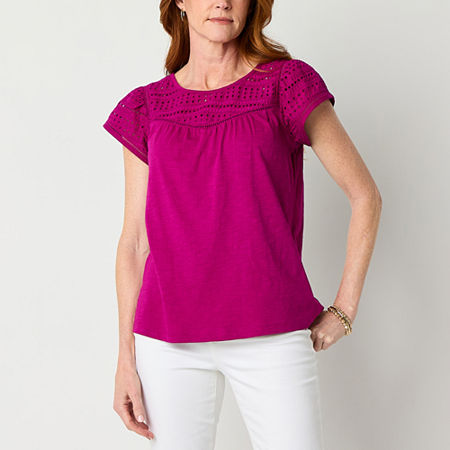 Click here for St. Johns Bay Womens Crew Neck Short Sleeve Blouse... prices