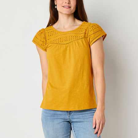 Click here for St. Johns Bay Womens Crew Neck Short Sleeve Blouse... prices