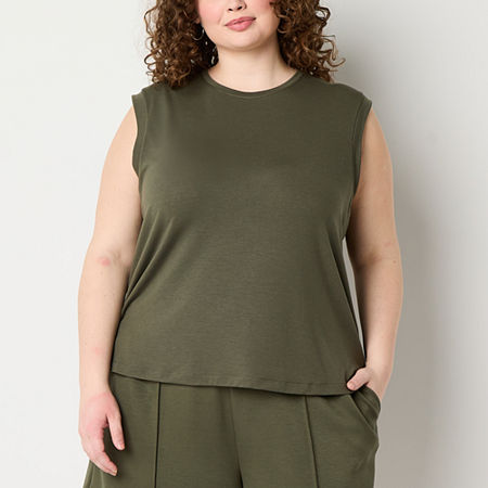 Click here for Stylus Womens Crew Neck Sleeveless Plus T-Shirt  2... prices