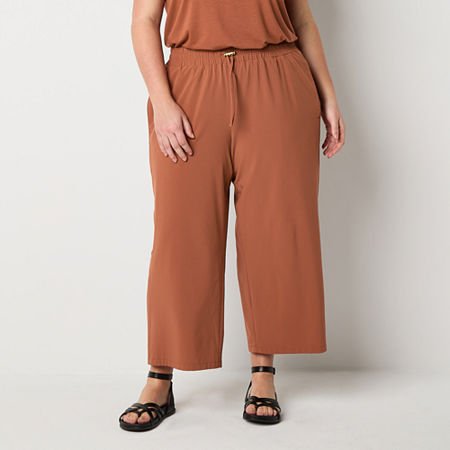 Click here for Stylus Womens Wide Leg Mid Rise Plus Cropped Pant... prices