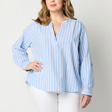Click here for St. Johns Bay Womens Plus Split Crew Neck Long Sle... prices