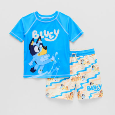 Little Boys Bluey Rash Guard Set, Color: Blue - JCPenney