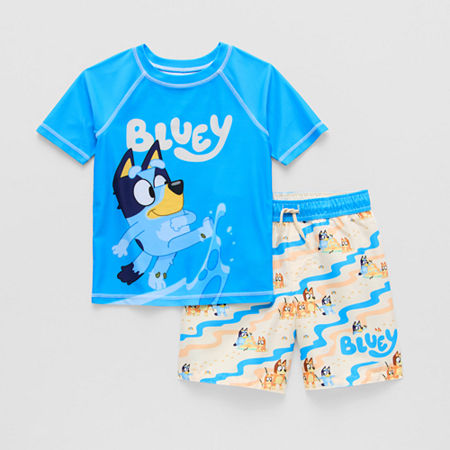 Click here for Little Boys Bluey 2-pc. Rash Guard Set  7  Blue prices