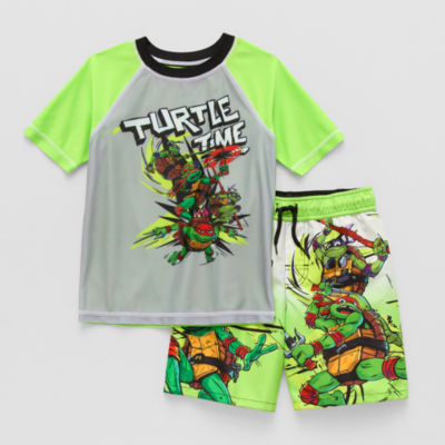 Little Boys Teenage Mutant Ninja Turtles Rash Guard Set, Color: Green ...