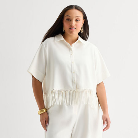 Click here for Worthington Womens Plus Cuffed Short Sleeve Regula... prices