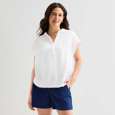 Click here for St. Johns Bay Womens Short Sleeve Blouse  Petite L... prices