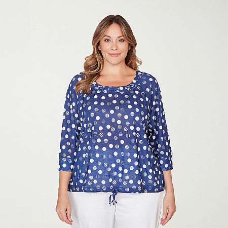 Click here for Hearts Of Palm Plus Size Printed Grommet Neck Blou... prices