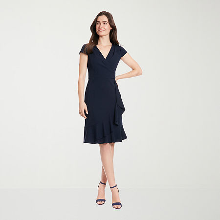 Click here for London Times Womens Petite V Neck Short Sleeve Cap... prices