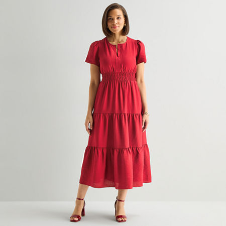 Click here for Liz Claiborne Womens Short Sleeve Midi Peasant Dre... prices