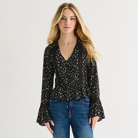 Click here for Arizona Womens Juniors Round Neck Long Sleeve Blou... prices