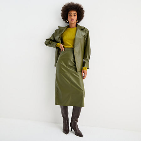 Click here for Worthington Womens Midi Faux Leather Pencil Skirt... prices