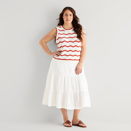 Click here for St. Johns Bay Womens Plus Maxi Skirt  1x  White prices