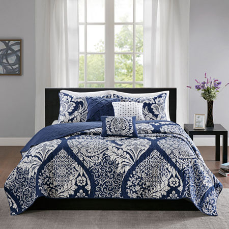 Madison Park Vienna 6-Pc. Quilt Set  Full/Queen - Indigo