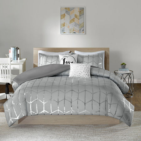 Intelligent Design Raina 5-Pc. Duvet Cover Set  Full/Queen - Grey/Silver