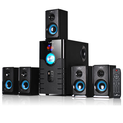 beFree Sound 5.1 Channel Surround Sound Bluetooth Speaker System- Blue ...
