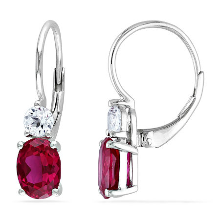 Click here for Womens Lab Created Red Ruby Sterling Silver Drop E... prices