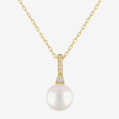 Yes, Please! Womens White Cultured Freshwater Pearl 14K Gold Over Silver Sterling Silver Pendant ...