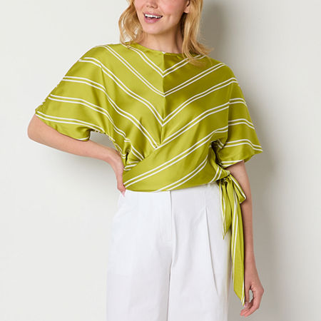 Click here for Worthington Womens Round Neck Short Sleeve Wrap Sh... prices