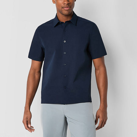 Click here for Stylus Mens Short Sleeve Mesh Woven Button-Down Sh... prices