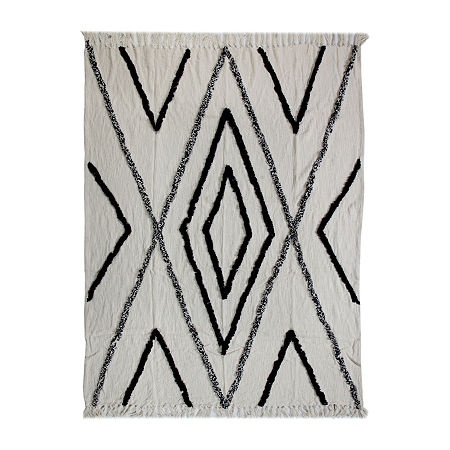 Click here for LR Home Logan Diamond Washable Throw  One Size  Wh... prices