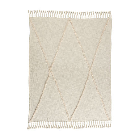 Click here for LR Home Iris Diamond Washable Throw  One Size  Whi... prices