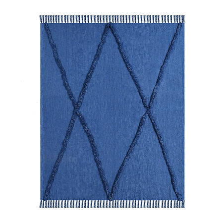 LR Home Iris Diamond Washable Throw  One Size  Blue