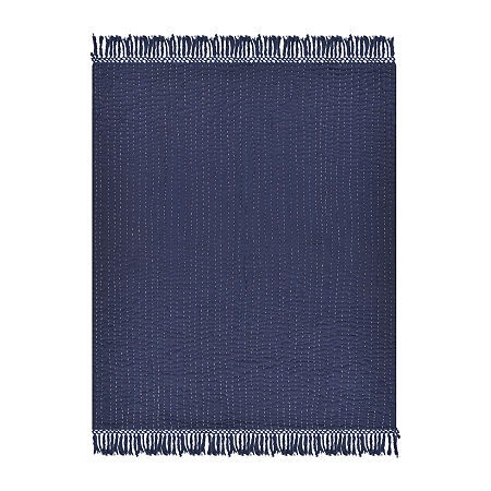 Click here for LR Home Lucy Solid Reversible Throw  One Size  Blu... prices