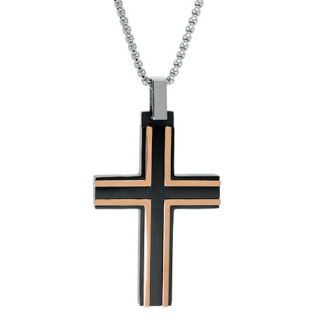 Click here for Mens Stainless Steel Cross 24 Inch Pendant Necklac... prices