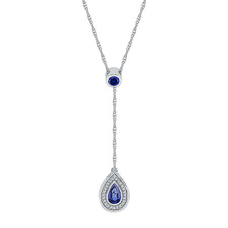 Click here for Womens Blue Sapphire Sterling Silver 18 Inch Y Nec... prices