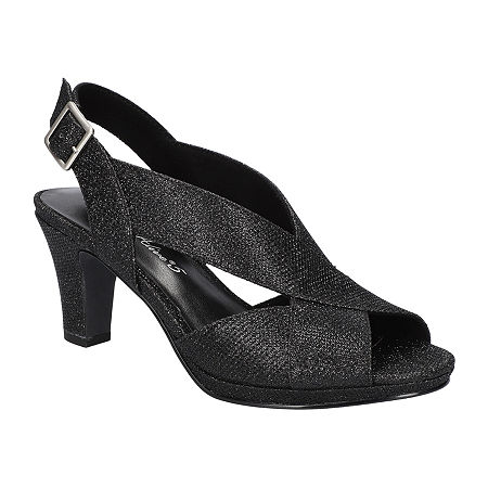 Womens Easy Street Christy Glitter Peep Toe Heels