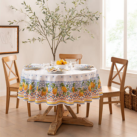 Click here for Capri Lemon Double Border Round Tablecloth 70 Roun... prices