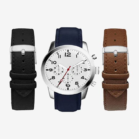 Click here for American Exchange Mens Navy Leather Strap Watch 44... prices