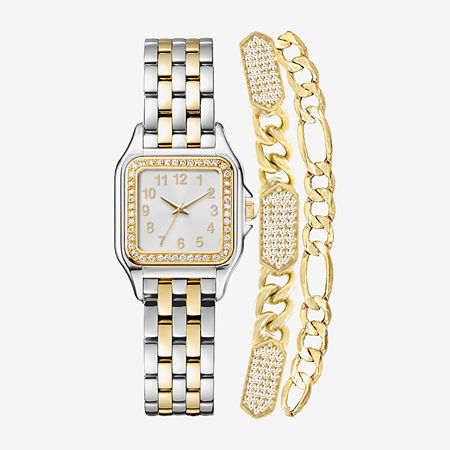 Jessica Carlyle Womens Analog Silver-Tone and Gold-Tone Metal Alloy Watch 26mm and  3 Pieces - Shiny Silver  Gold