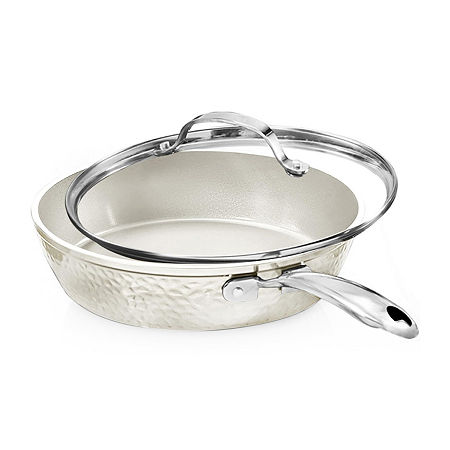 Gotham Steel Hammered Cream 10 in. Ceramic Nonstick Frying Pan - Cream