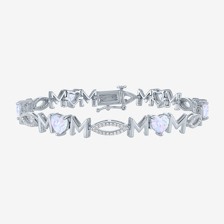 Click here for Mom Womens Lab Created White Opal Sterling Silver... prices